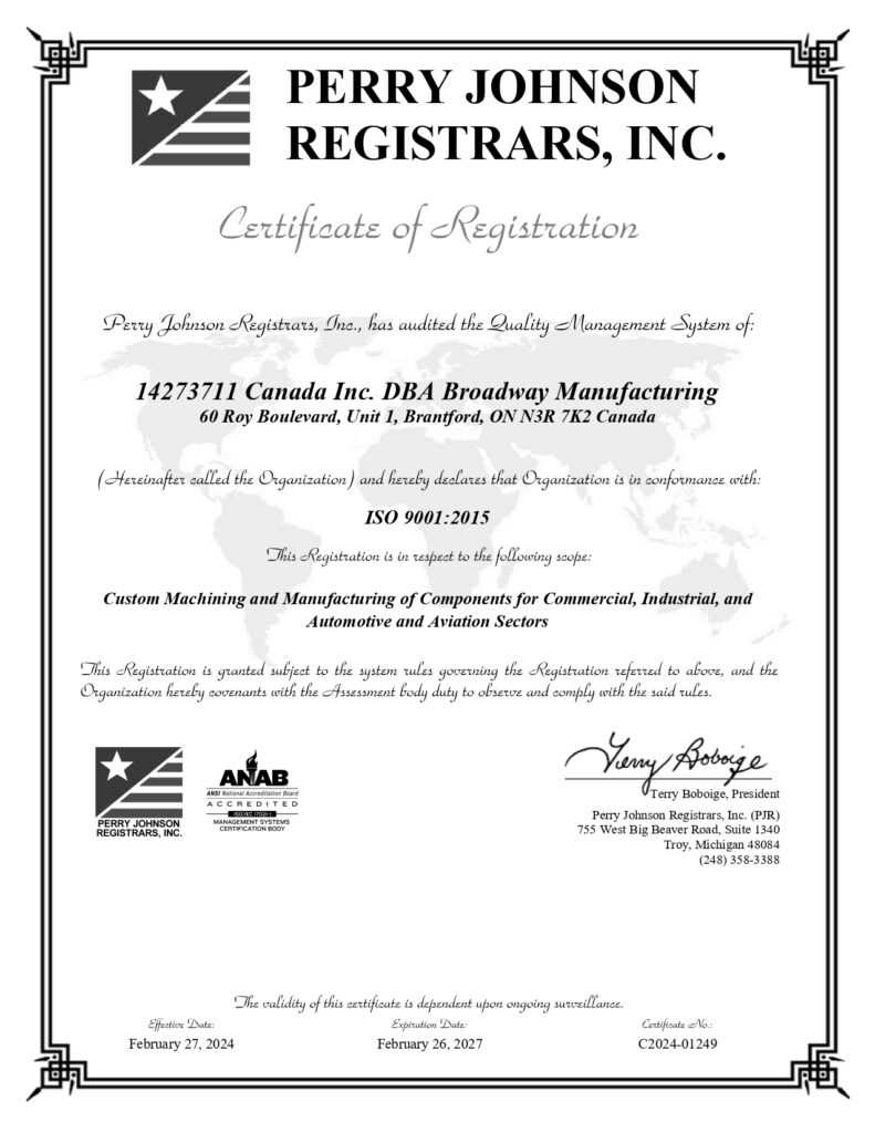 Quality - Broadway Manufacturing